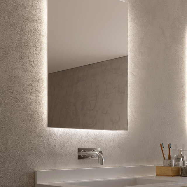 Wall Bathroom Mirror Without Frame, Frameless Rectangular Wall-Mounted ...