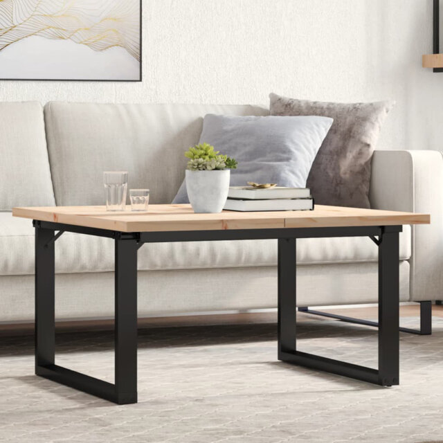 vidaXL Coffee Table O-Frame Solid Wood Pine and Steel by Wayfair ...