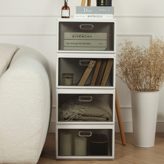 Plastic Stackable Ventilated XL Shoe Storage Boxes with Lids Wardrobe ...