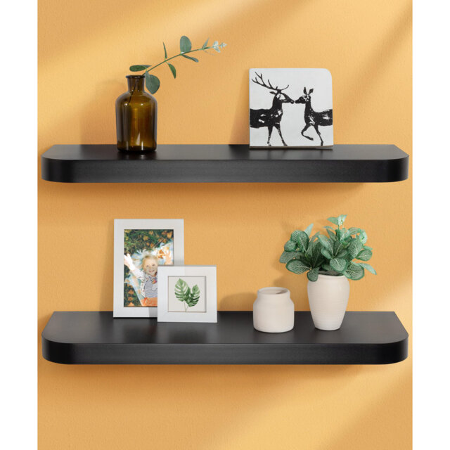 Floating Shelves For Wall, Set Of 2 Modern Midcentury Wall Mounted ...