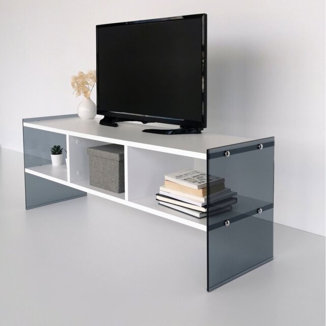 Trotwood TV Unit White 120 Cm Tv400 - Transparent & White by Wayfair ...