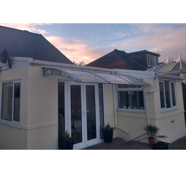 3.5m Width x 1.5m Depth Door Canopy Grey-Bracket Clear-Sheet by Wayfair ...