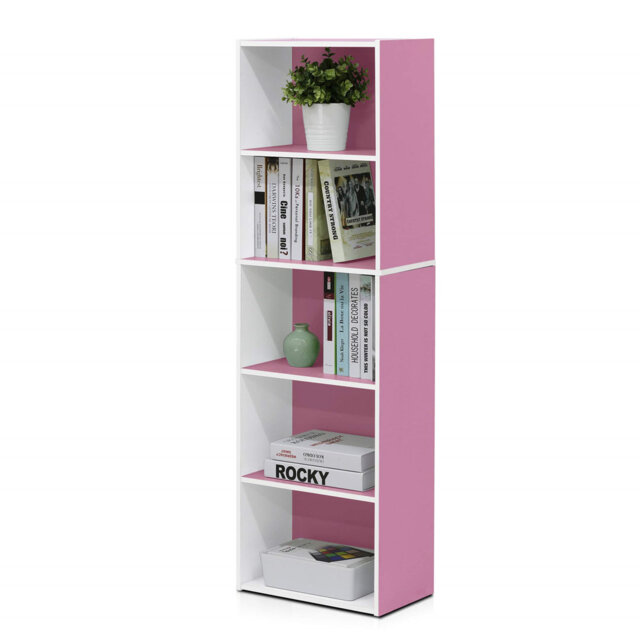 5-Tier Reversible Color Open Shelf Bookcase, White/Pink by Wayfair ...