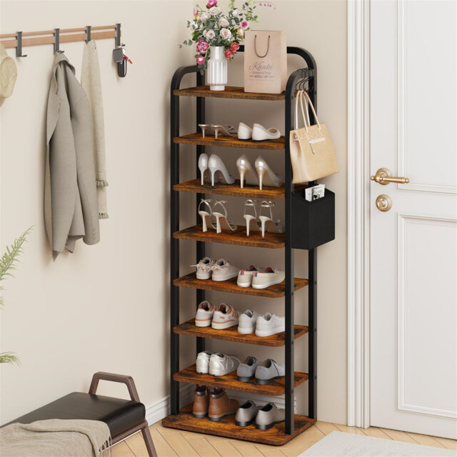 Narrow Shoe Rack, 8-Tier Vertical Shoe Rack, Ultra-Thin Shoe Rack ...