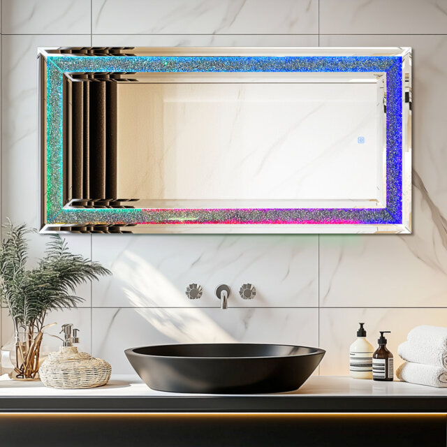 Dazhan Crystal Crush Diamond Frame Full Length Mirror with Rgb Led ...
