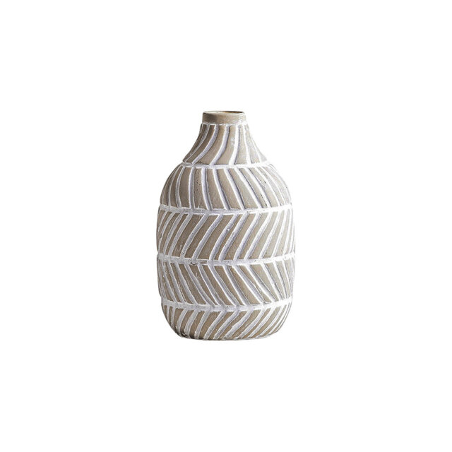 Handmade Ceramic Vase – Modern White Diagonal Line Art Pottery by ...