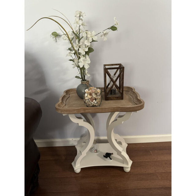 Natural Wood Tray Top End Table French Country Inspired Nightstands Wood Coffee Table Side Table ...