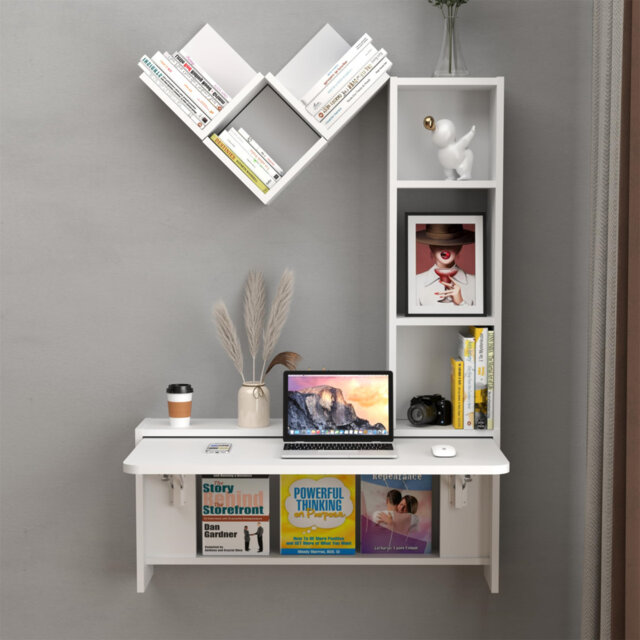 Folding Wall Mounted Drop Leaf Table, Foldable Desk With Moveable ...