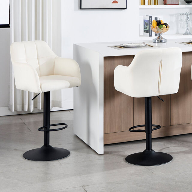 Adjustable Bar Stools with Armrests and Matte Base for Kitchen Island ...