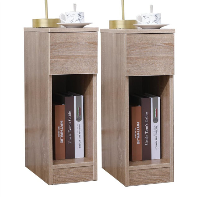 2-Piece Slim Tall Bedside Table With Drawers And Storage by Wayfair ...