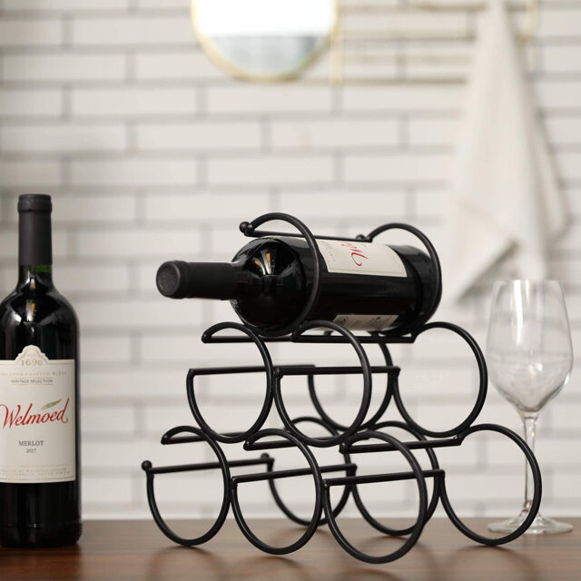 Berkant Wine Bottle Rack Black by Wayfair | ufurnish.com