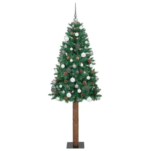 vidaXL Slim Christmas Tree Green PVC and Solid Pine wood by Wayfair ...