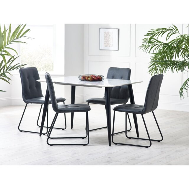 Milano Rectangular Dining Table And 4 X Kasari Tan Dining Chair Set by Wayfair | ufurnish.com