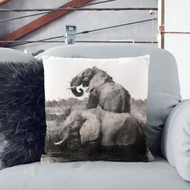 Solid/*Two Elephants Cushion with Filling by Wayfair | ufurnish.com