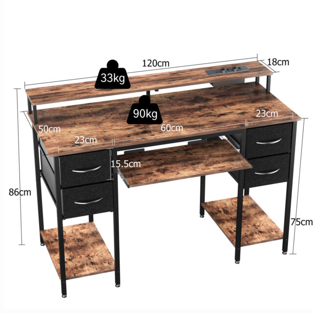 Dashane Commercial Use 120Cm W Rectangle Computer Desk with Hutch by ...