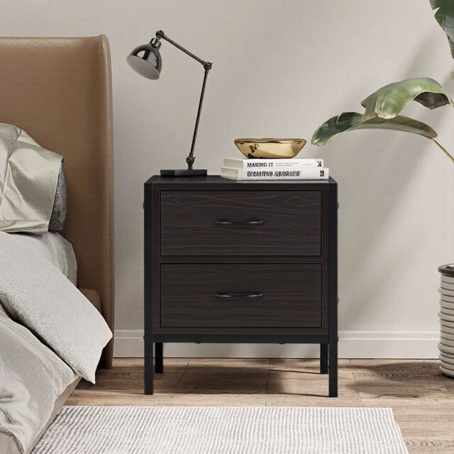 Retro Nightstand with 2 Drawers & Metal Frame by Wayfair | ufurnish.com