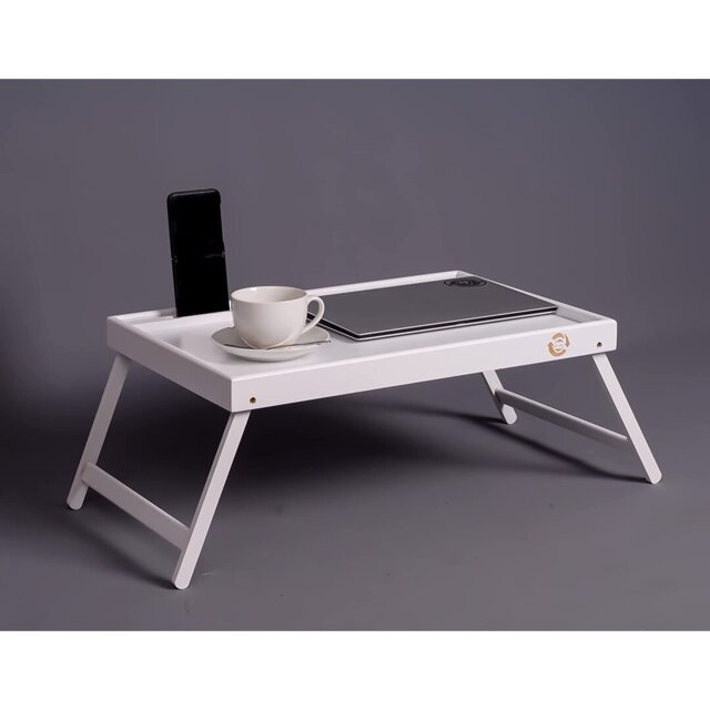 Mantraraj Bamboo Wooden Breakfast Serving Table With Folding Legs Slot ...