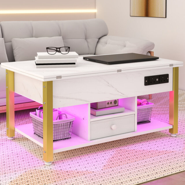 Balconera 4-In-1 Coffee Table With RGB Light & Type-G Outlets by ...