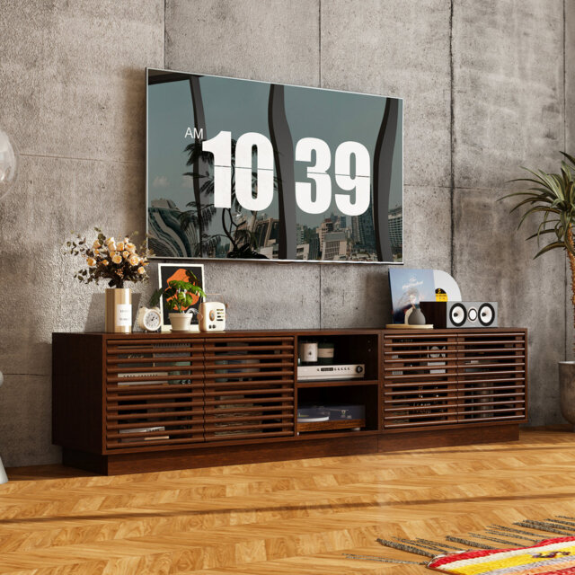 "200cm W Wooden TV Stand for TVs up to 85"" with Adjustable Shelves ...