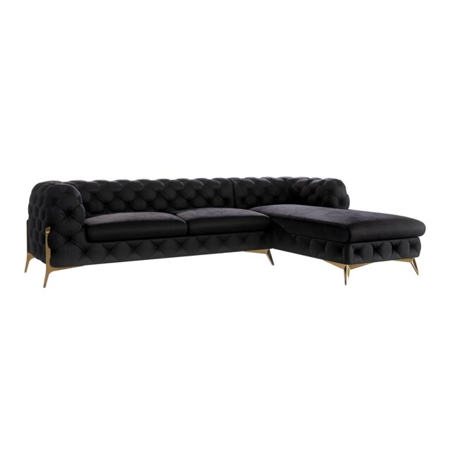Corner sofa with ottoman Chesterfield Anca with golden metal feet by ...