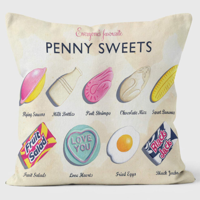 Penny Sweets - Martin Wiscombe - Retro Art Print Cushion by Wayfair ...
