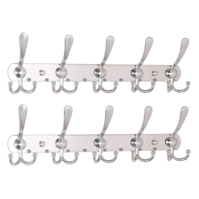 2 - Pack of Heavy - Duty Wall - Mounted Stainless Steel Coat Racks with ...