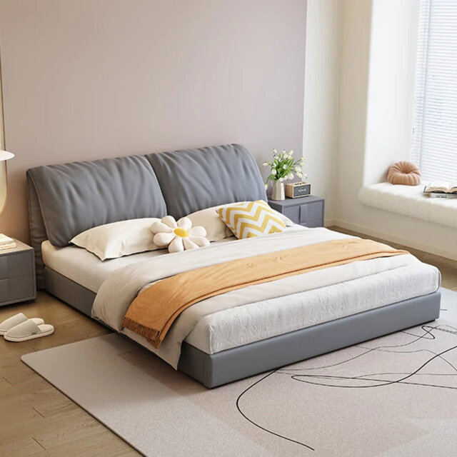 Aesthetic Double Bed Bedroom Marriage Minimalist Wood Couple Bed Modern ...