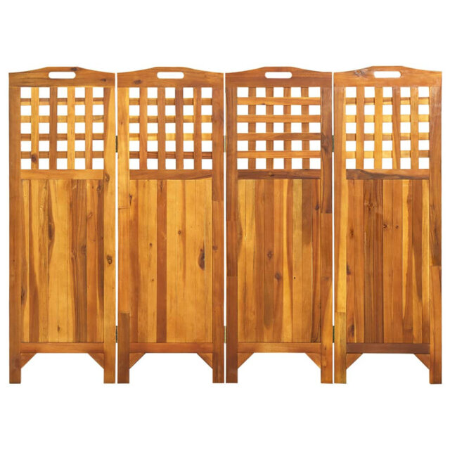 Room Divider 2x120 Cm – Solid Acacia Wood Partition Screen For Living ...