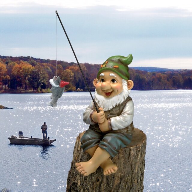 Ziggy the Fishing Gnome Garden Statue by Wayfair | ufurnish.com