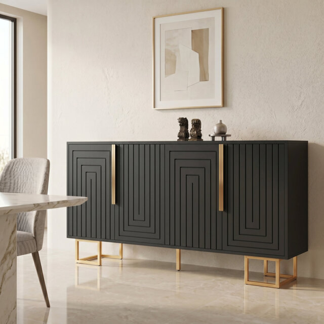 Modern Luxury Sideboard Cabinet, 2-Door Storage Buffet Cabinet With ...