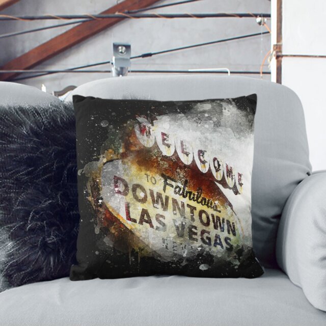 Downtown Las Vegas Sign Paint Splash-Size Cushion with Filling by ...