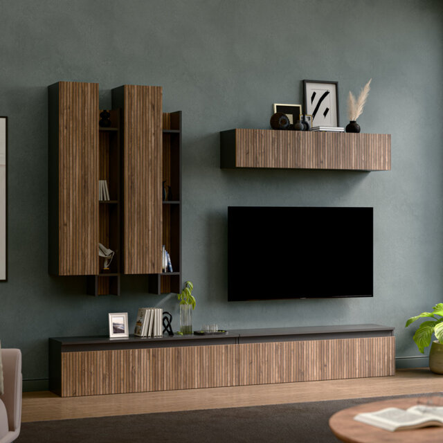 Porto Moduler Modern TV Unit Wall Mount – Customizable Layout, Floating ...