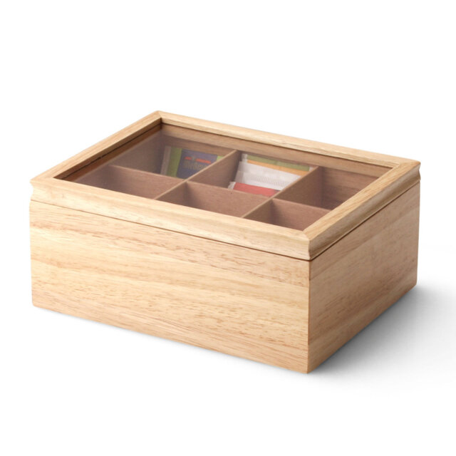 Continenta tea bag box, tea bag storage, rubber tree wood, 23 x 17.5 x ...