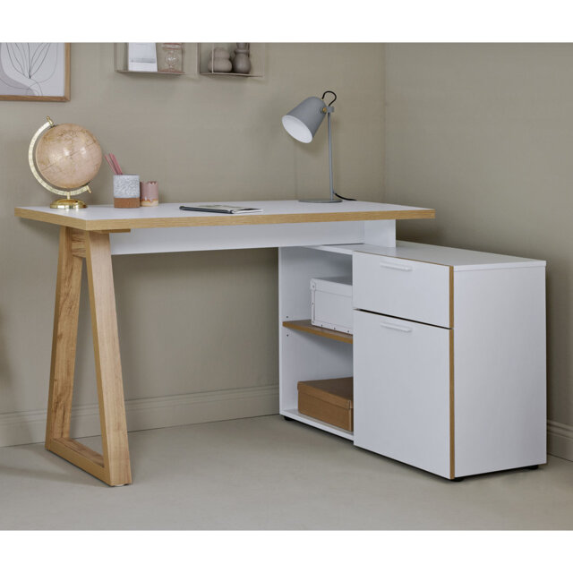 Belfield 130Cm W L Shaped Writing Desk by Wayfair | ufurnish.com