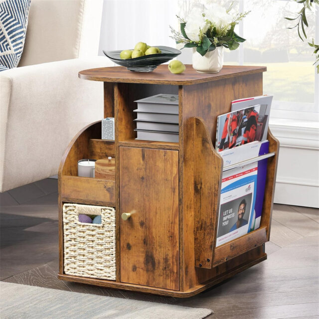 Rotating Side Table With Storage Function, Living Room Rotating Side ...
