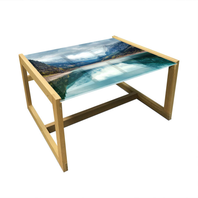 Landscape Coffee Table, Alpine Lake With Dramatic Sky Forest And ...