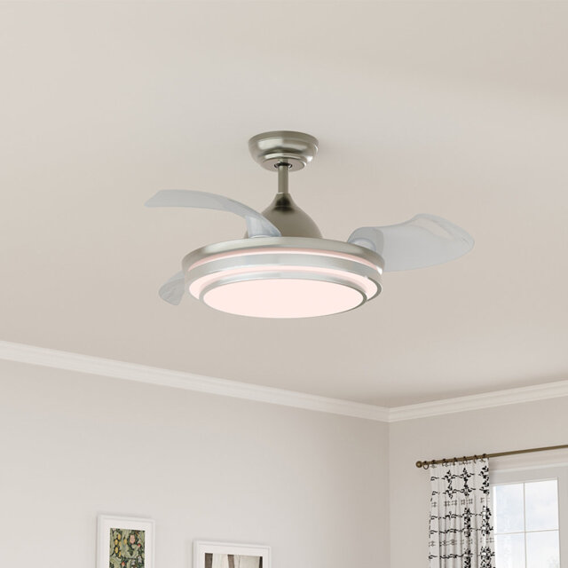 Retractable Blade Ceiling Fan Light â Space-Saving Cooling + LED by ...