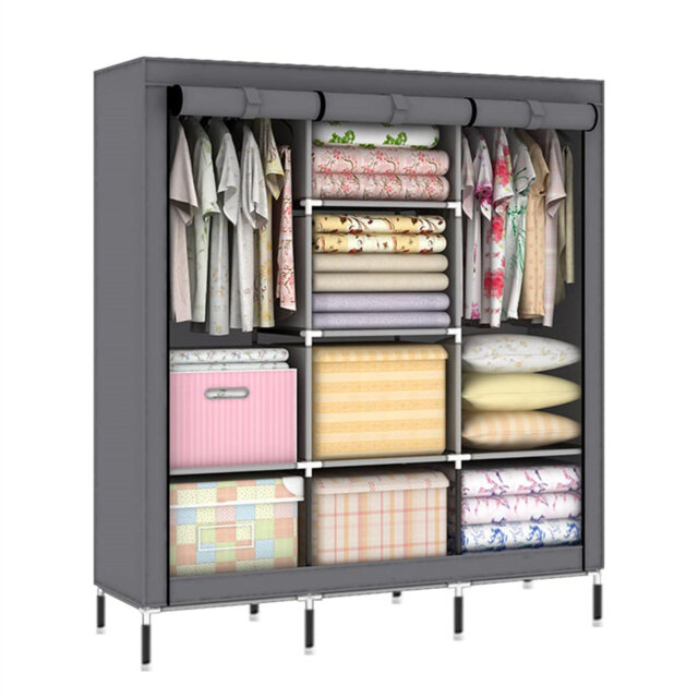Portable Wardrobe Fabric Canvas Wardrobe Bedroom Furniture Cupboard ...