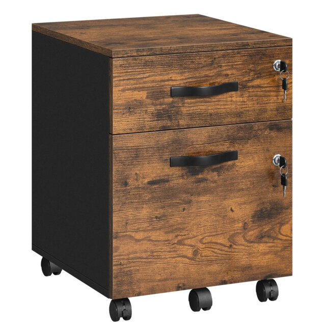 Rolling Filing Cabinet, Lockable File Cabinet With 2 Drawers, 5 Castors ...