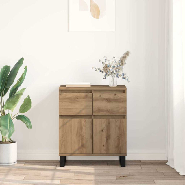 Sideboard Black Oak 60 X 35 X 70 Cm Engineered Wood And Iron by Wayfair ...