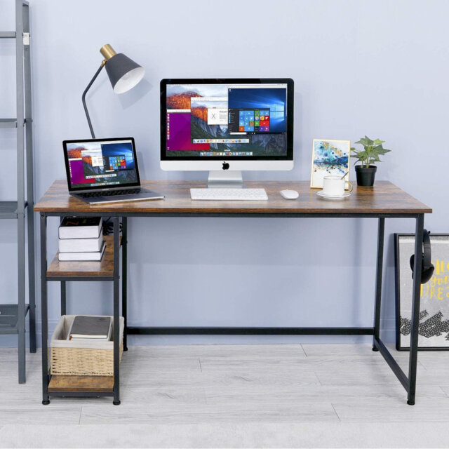 Computer Desk, 47 Inch Writing Desk With Storage, Home Office Desk With ...