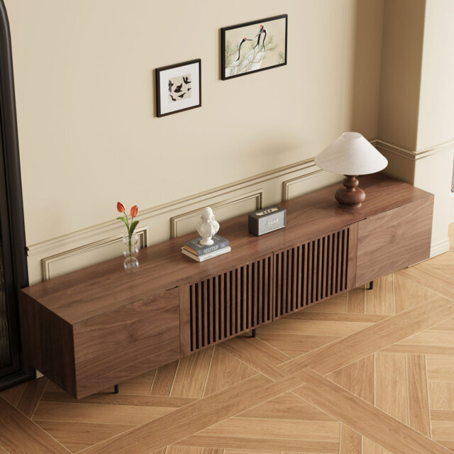 "180Cm Medieval Vintage Tv Unit â Walnut Finish, Fits 85""+ Tvs, 4 ...