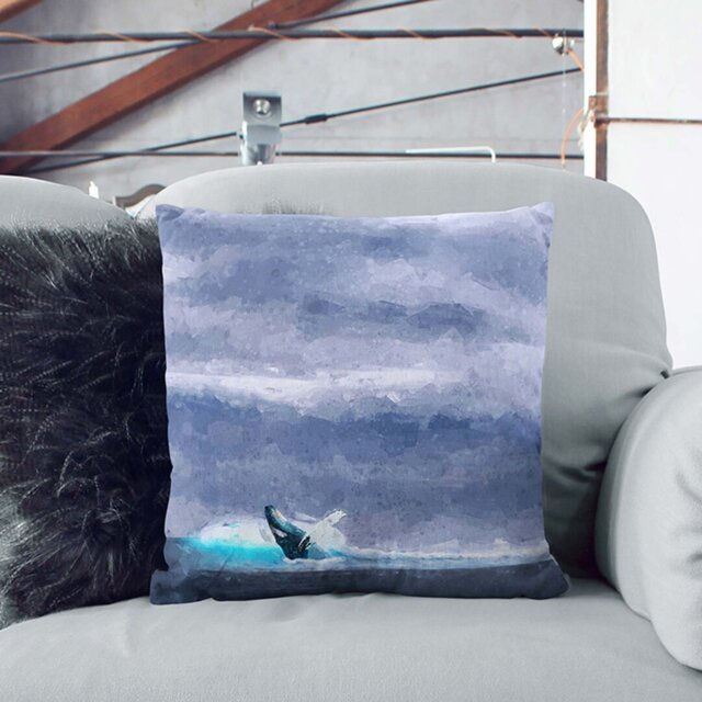 Blue Whale with Ocean Scene Cushion with Filling by Wayfair | ufurnish.com