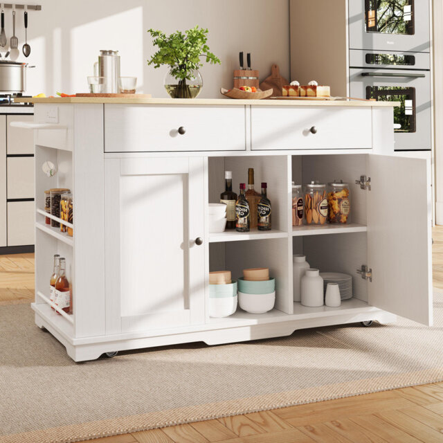Kitchen Island With 2 Doors, 2 Drawers And Shelves by Wayfair ...