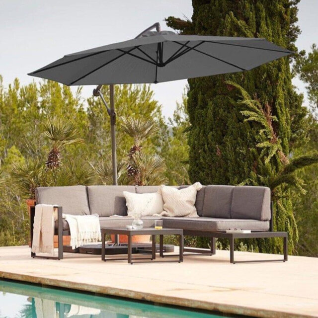 Anessah 5 Seater Garden Interchangeable Sofa Set with Grey Lean Over ...