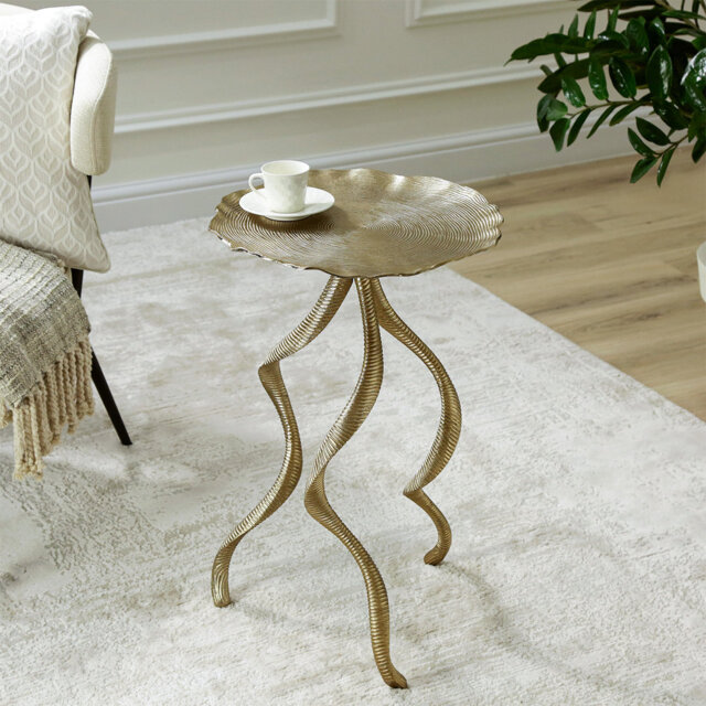Round Gold End Table for Living Room Furniture, 60cm Tall Metal Sofa ...