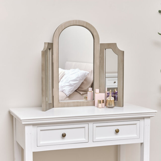 Grey Arched Triple Dressing Table Mirror - Daventry Taupe-Grey Range by ...