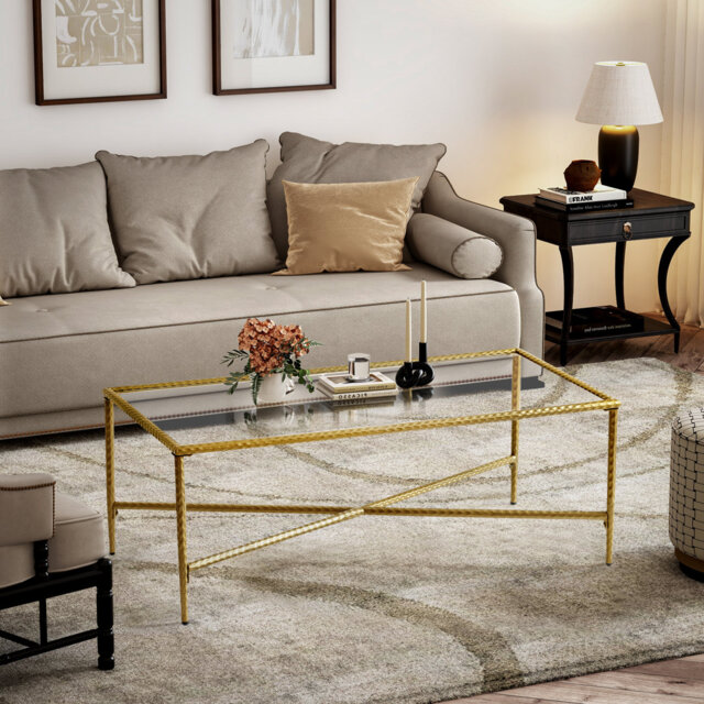Glass Top Coffee Table Metal legs by Wayfair | ufurnish.com