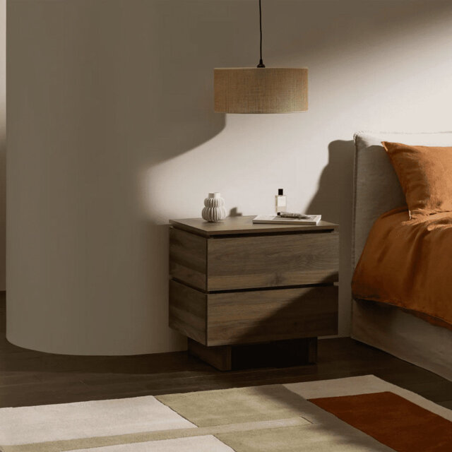 Iba Walnut Effect 2 Drawer Bedside Table Stylish And Functional Bedroom Storage by Wayfair ...