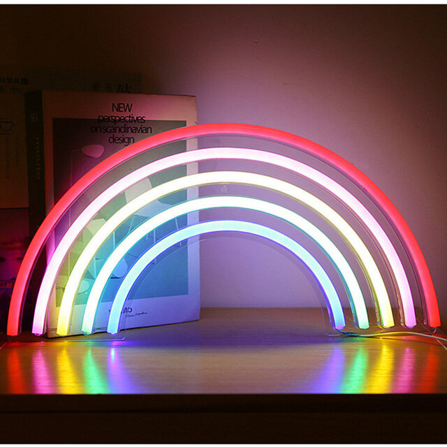 Neon Rainbow LED Light Sign by TRIXES - 38cm USB Powered Night Light ...
